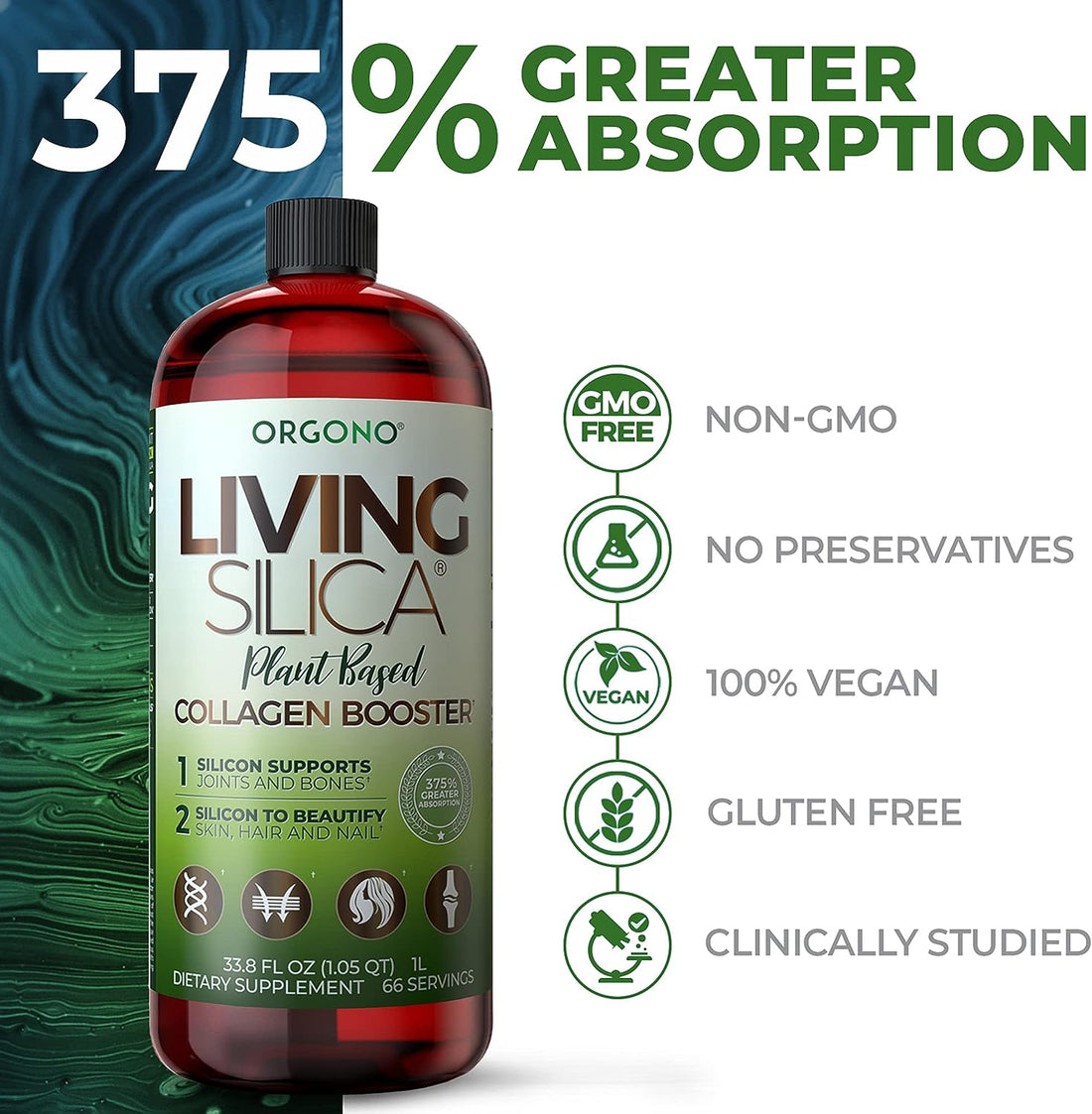 Orgono Living Silica Plant Based Collagen Booster 1000ml
