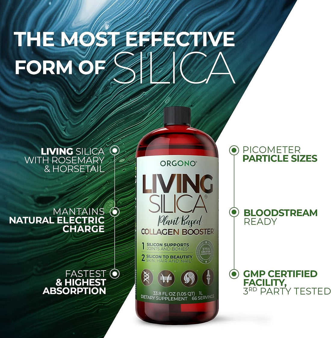 Orgono Living Silica Plant Based Collagen Booster 1000ml