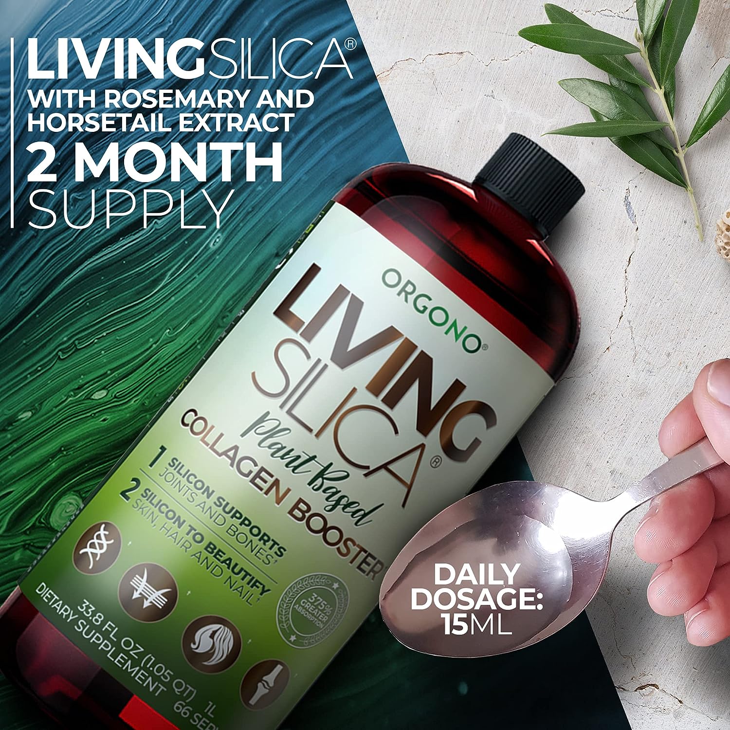 Orgono Living Silica Plant Based Collagen Booster 1000ml